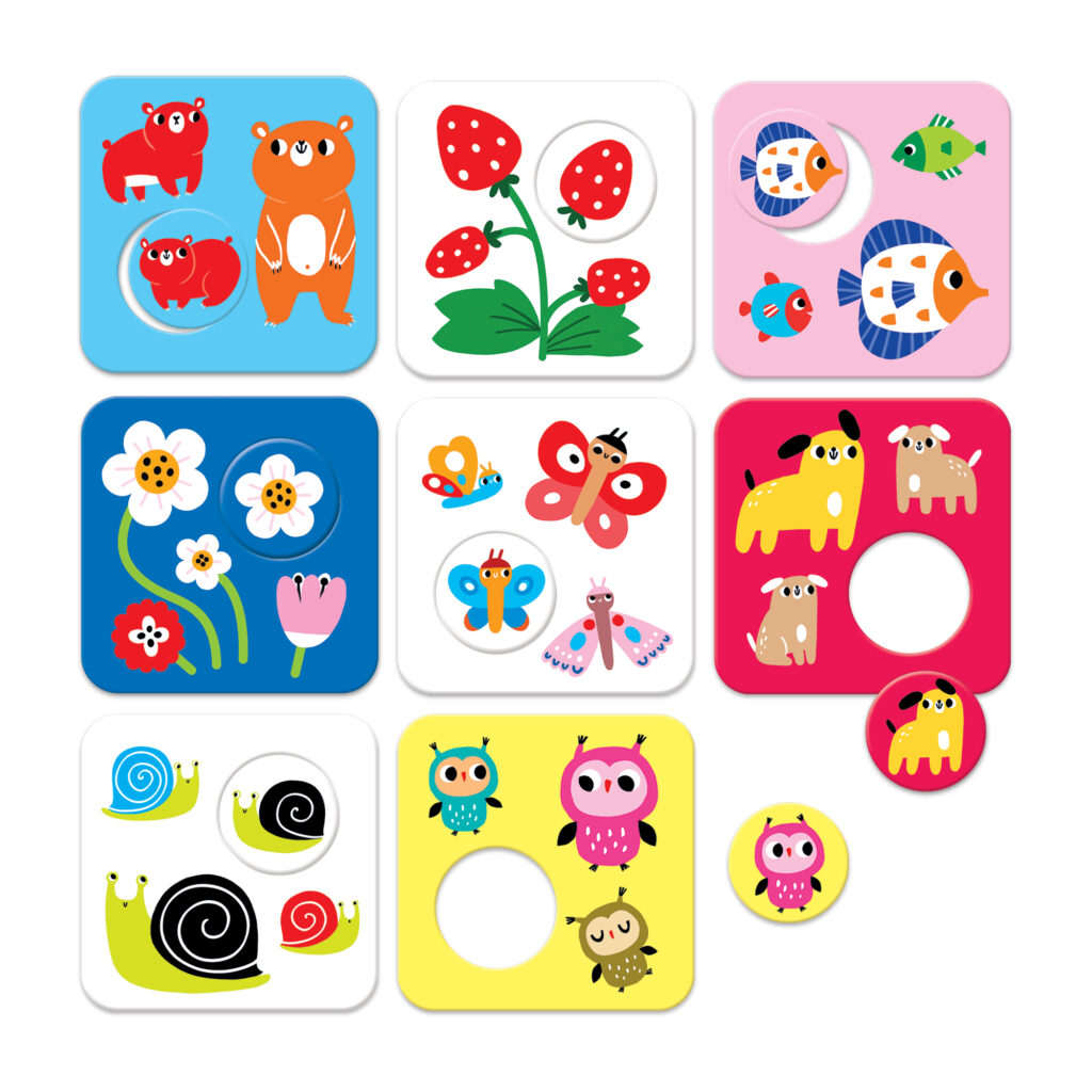 High Contrast Match the Batch Puzzles - Banana Panda